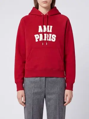 AMI Paris Cotton Hoodie With Kangaroo Pocket