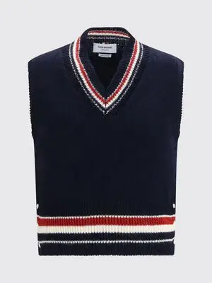 Thom Browne Striped Graphic V-neck Wool Blend Knitted Vest
