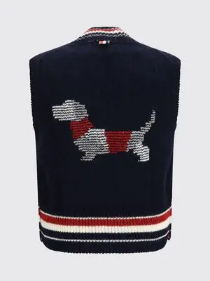 Thom Browne Striped Graphic V-neck Wool Blend Knitted Vest