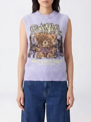GANNI Alpaca Blend Knitted Vest With Jacquard Graffiti Print