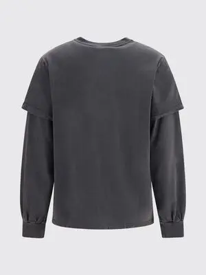 GANNI Long-sleeved T-shirt In Recycled Cotton Jersey - Charcoal