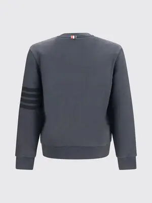 Thom Browne Crewneck Cotton Sweatshirt With Contrast 4-bar Detail - Black