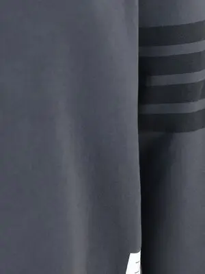 Thom Browne Crewneck Cotton Sweatshirt With Contrast 4-bar Detail - Black