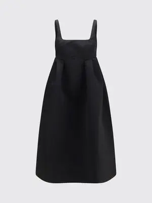 GANNI Polyester Midi Dress With Square Neckline And Off-the-shoulder Design