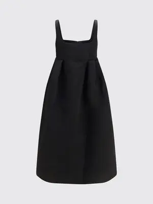 GANNI Polyester Midi Dress With Square Neckline And Off-the-shoulder Design