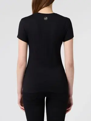Philipp Plein Slim Fit T-shirt In Cotton With Rhinestone Teddy Bear Logo
