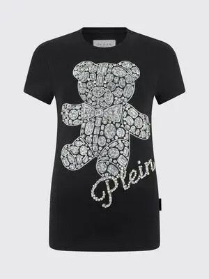Philipp Plein Slim Fit T-shirt In Cotton With Rhinestone Teddy Bear Logo