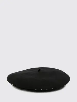 Emporio Armani Wool Beret With Embroidery And Studs - Black