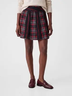 VIVIENNE WESTWOOD High-waisted Pleated Mini Skirt In Tartan Wool - Grey