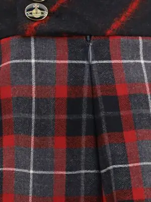 VIVIENNE WESTWOOD High-waisted Pleated Mini Skirt In Tartan Wool - Grey