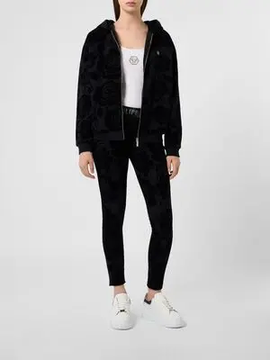 Philipp Plein Skinny Leggings With Floral Embroidery And Rhinestone Details