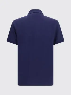Versace Short-sleeved Piqué Cotton Polo Shirt With Medusa Logo Patch - Navy