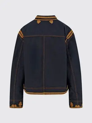 Isabel Marant Étoile Emalia Denim Jacket With A High Neck And Ethnic Embroidery