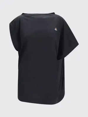 VIVIENNE WESTWOOD Hebo One-shoulder Asymmetric Cotton Top With Orb Logo - Black