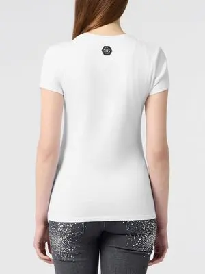Philipp Plein Slim Fit T-shirt In Cotton With An Embroidered Rhinestone Logo