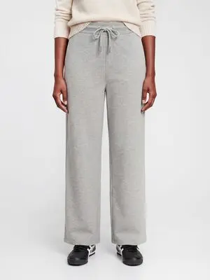 AMI Paris Wide Leg Cotton Jogging Trousers With Rear Embroidered Monogram Grey