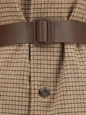 Jacob Cohen Long Single-breasted Cotton Coat With Leather Collar And Belt