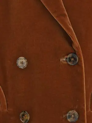 BLAZÉ MILANO Double-breasted Cotton Velvet Blazer With Peak Lapels - Brown