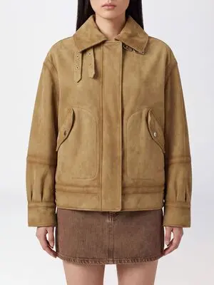 Ermanno Scervino Short Suede Jacket With Classic Collar - Camel