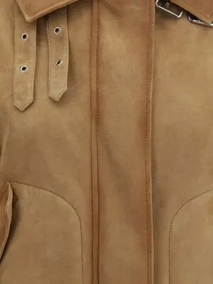 Ermanno Scervino Short Suede Jacket With Classic Collar - Camel