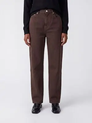 Loulou De Saison Jude High-waisted Wide Leg Cotton Denim Jeans - Brown