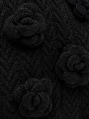 Philipp Plein Pencil Mini Skirt In A Wool Blend With A Flower Appliqu
