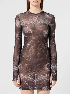 Philipp Plein Zodiaco Sheath Mini Dress With A Graphic Print And Hexagon Logo
