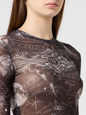 Philipp Plein Zodiaco Sheath Mini Dress With A Graphic Print And Hexagon Logo