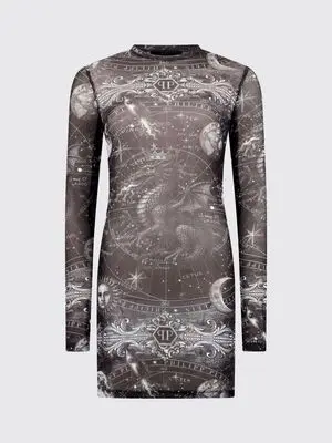 Philipp Plein Zodiaco Sheath Mini Dress With A Graphic Print And Hexagon Logo