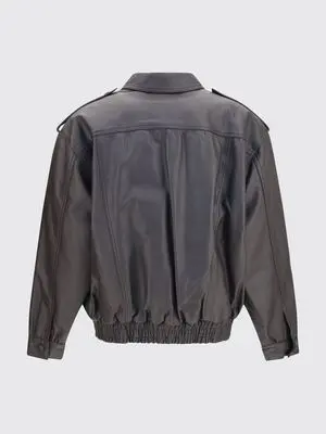 BLAZÉ MILANO Lambskin Leather Bomber Jacket With Dropped Shoulders And Epaulets - Black