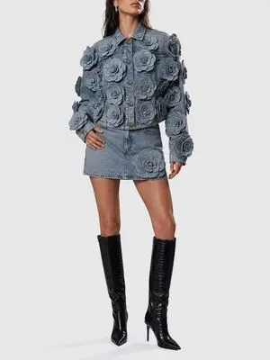 Philipp Plein Cropped Slim Fit Jacket With Floral Embroidery