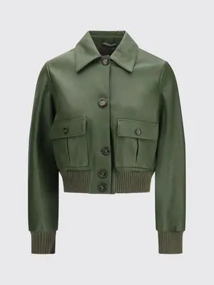 VALSTAR Shirt-style Leather Bomber Jacket With Classic Collar