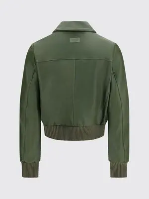 VALSTAR Shirt-style Leather Bomber Jacket With Classic Collar
