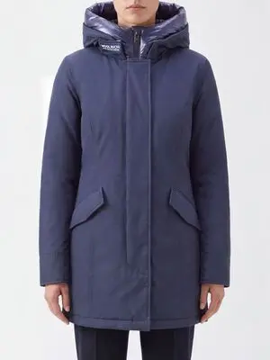 Woolrich Arctic Cotton And Nylon Parka With Padded Hood - Navy