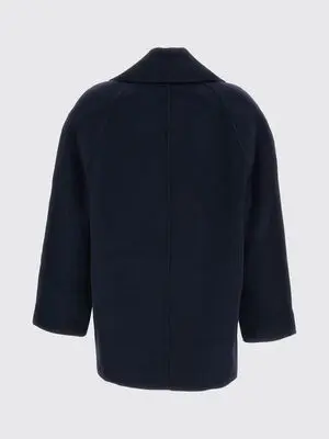 Loulou De Saison Short Double-breasted Wool And Cashmere Coat With Dropped Shoulders - Blue