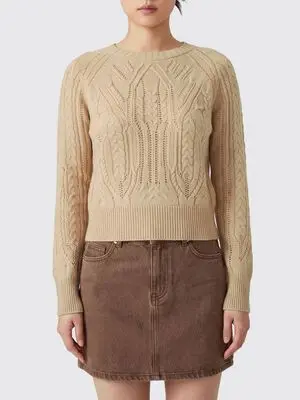 Ermanno Scervino Crewneck Jumper In Pure Cashmere With Ribbed Trims - Beige