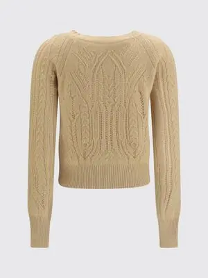 Ermanno Scervino Crewneck Jumper In Pure Cashmere With Ribbed Trims - Beige