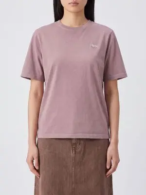 Maison Kitsuné Short-sleeved Cotton T-shirt With Embroidered Logo - Lilac