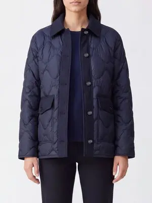 Woolrich Polyester Down Jacket With Classic Collar And Patch Pockets - Blue