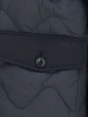 Woolrich Polyester Down Jacket With Classic Collar And Patch Pockets - Grey