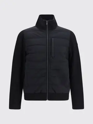 Moose Knuckles Puffer Jacket With Knit Panels And A Turtleneck Collar