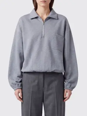 DARKPARK Relaxed Fit Cotton Polo Sweatshirt With Zip And Dropped Shoulders - Grey 1