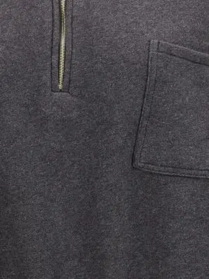 DARKPARK Relaxed Fit Cotton Polo Sweatshirt With Zip And Dropped Shoulders