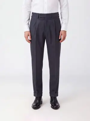 PT TORINO Slim Fit Wool Tailored Trousers With Off-centre Closure - Grey