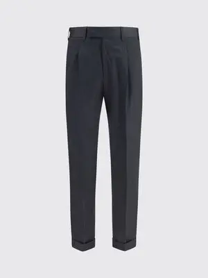 PT TORINO Slim Fit Wool Tailored Trousers With Off-centre Closure - Grey