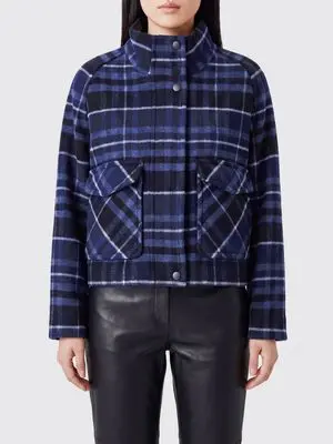 Pinko Single-breasted Tartan Wool Bomber Jacket With Funnel Neck - Black