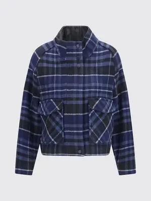 Pinko Single-breasted Tartan Wool Bomber Jacket With Funnel Neck - Black