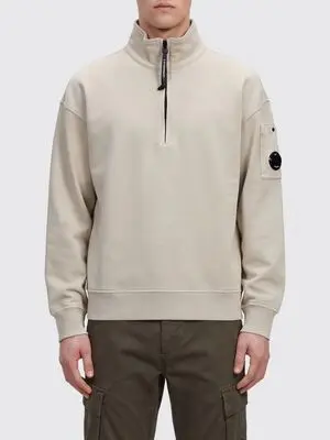C.P. COMPANY Cotton High Neck Half-zip Sweatshirt - Silver