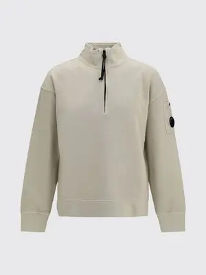 C.P. COMPANY Cotton High Neck Half-zip Sweatshirt - Silver