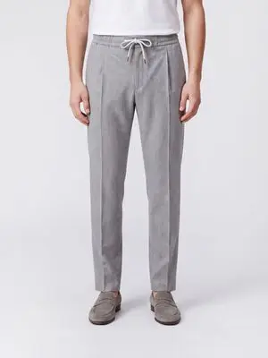 PT TORINO Slim Fit Wool Jogging Trousers With Drawstring Waist - Gnawed Blue